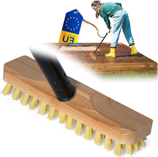 Houten schrobber met borstelharen - vierdelige PPN vloerschuurborstel ...
