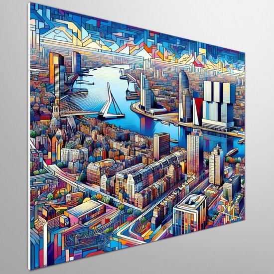 Modern rotterdam schilderij | Rotterdamse skyline in abstracte vormen ...
