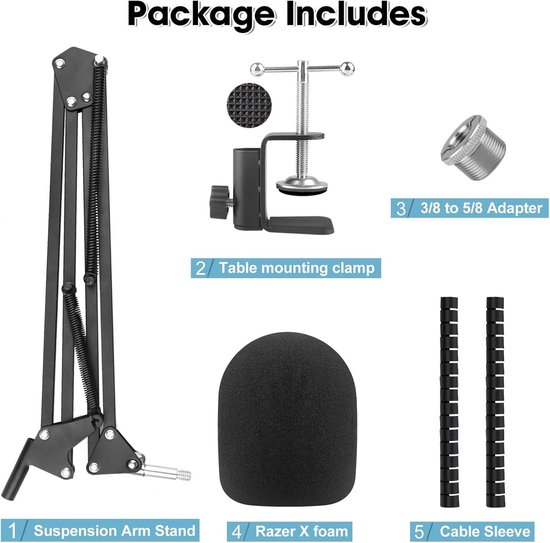 Boom Arm Mic Stand voor Razer Seiren X Microfoon met Windscherm en Popfilter -... | bol