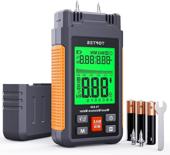 TS-630 vochtmeter voor muur en hout - groot lcd-display - driekleurige ...