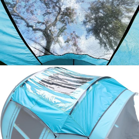 Tentzeil Pop-up tent voor 3-4 personen met groot dakraam- automatische ...