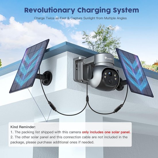 Bewakingscamera 4MP 25K buiten accu zonne-energie wifi-camera-zonnepaneel 355°-95°... | bol