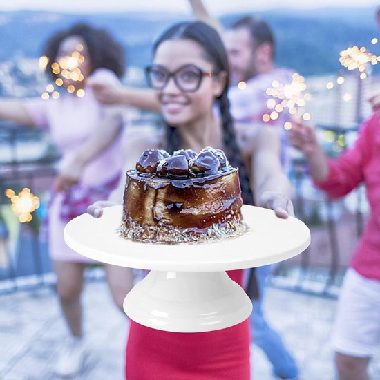 Porcelain Cake Stand - 10 Inch White Round Plate - Vintage Dessert ...