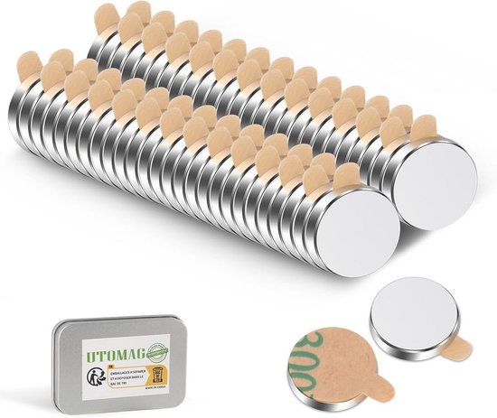 Zware Neodymium Magneten zelfklevend - 10x2mm, 52 Stuks voor Koelkast ...