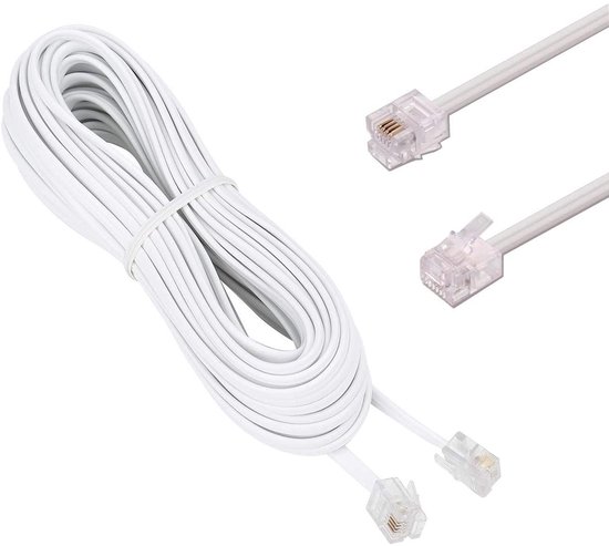 Modulaire RJ11 Telefoonkabel - Platte Kabel Met 2 RJ11-Stekkers - 10 M ...