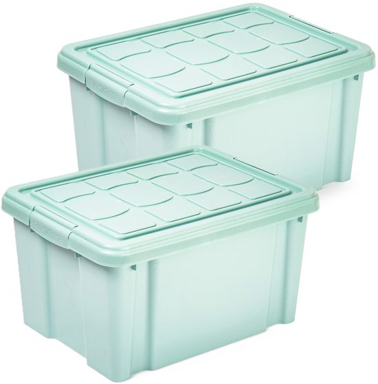 Plasticforte Multi Storage Opslagbox met deksel - 2x - mintgroen - 16 ...