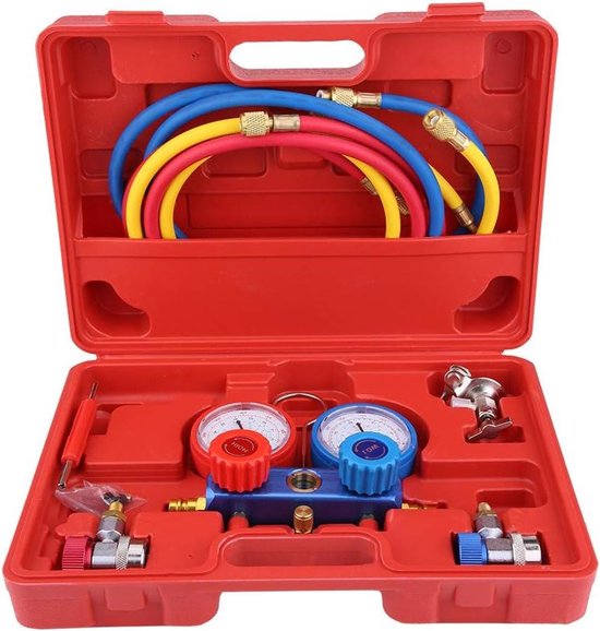 A/C Koudemiddel Manometer Set - Koudemiddel Manometer met Slang en Haak ...