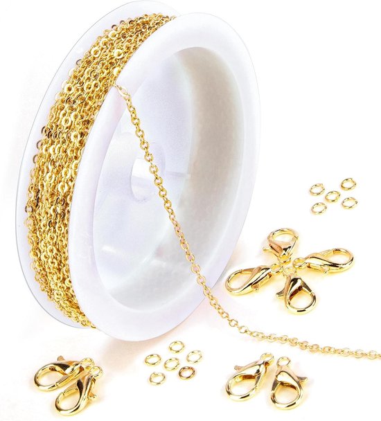 Inovra - 5m RVS Gecoate Ketting 2mm - DIY Ketting met 30 Sprongringen en 10... | bol