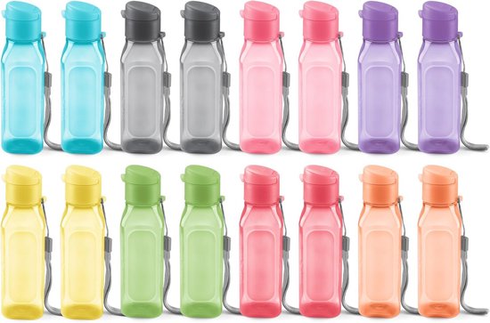 Set van 16 Veelkleurige Waterflessen - BPA-vrije Herbruikbare ...