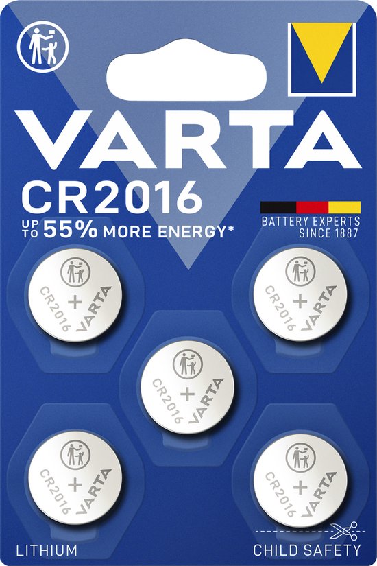 50 Stuks (10 Blisters a 5St) - Varta CR2016 Professional Electronics 3V 90mAh Lithium... | bol