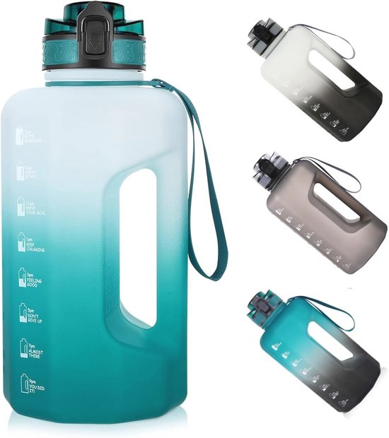 Grote Sport Waterfles 2,2 Liter met Tijdmarkering - BPA-vrij | bol