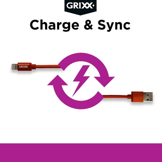 Grixx Lightning naar USB-A Kabel - 1 meter - MFI-gecertificeerd ...