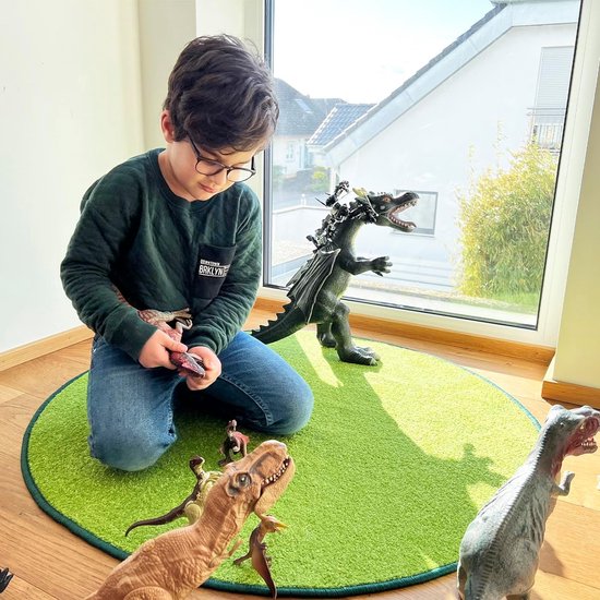 FLOORDIREKT Tapijt Rond - Ø 120 cm - Groen - Modern Fluffy Velours ...