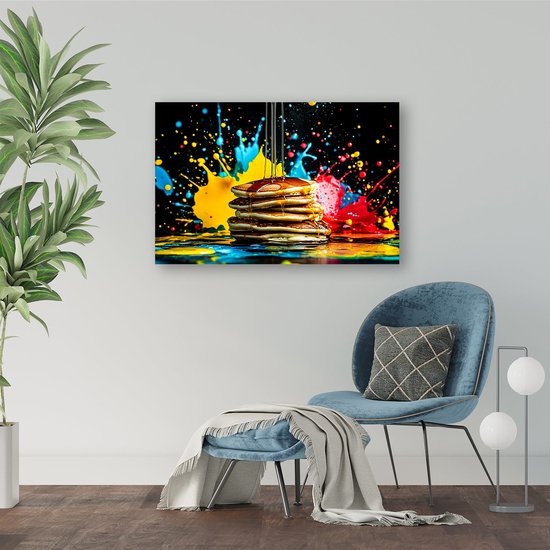 Kleurrijke pannenkoeken met stroop - Pancakes muurdecoratie - Poster ...