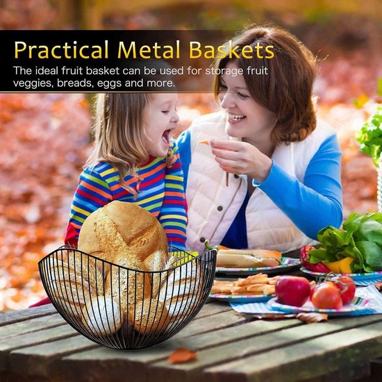 Moderne zwarte fruitmand - metalen fruitschaal - groot formaat - 1 stuk ...