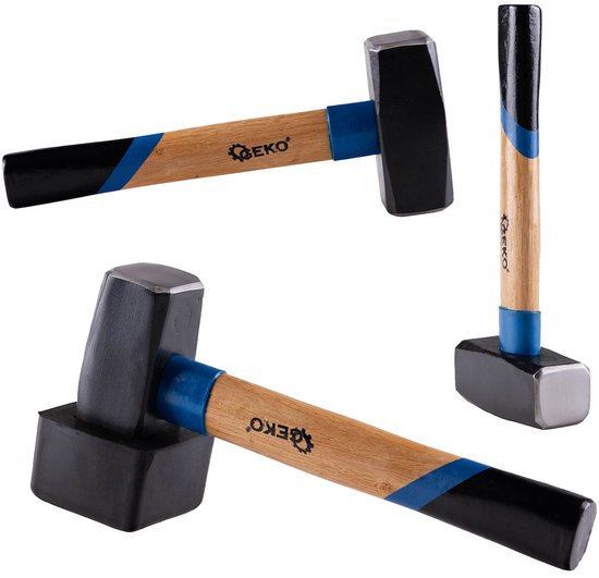 GEKO Paving hamer - 1500g - Rubber beschermlaag - Ergonomisch houten ...