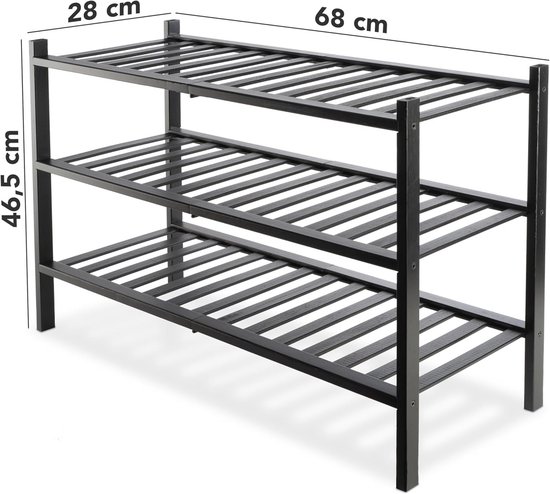 Schoenenrek van Bamboe - 2 Niveaus - Ruimtebesparend Design voor Hal en Gang - 68 x 28... | bol