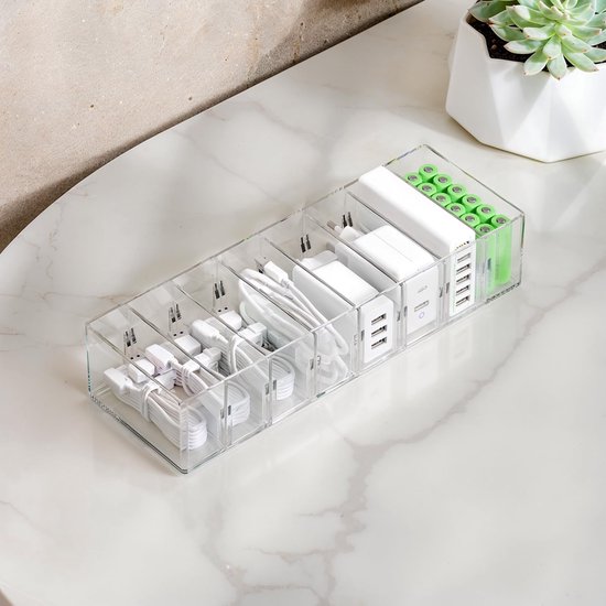 Kabelopbergdoos – Transparante Kabel organizer met 7 Vakken en 7 ...