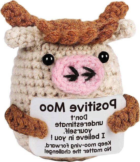 Positive Crochet Cow Gifts in Mini Size for Emotional Inspirational ...