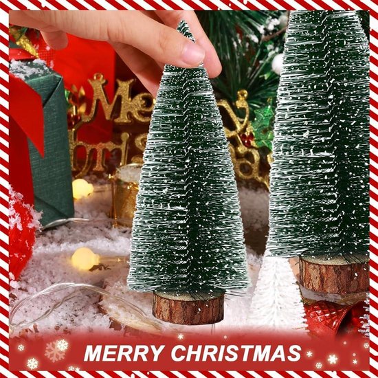 9 Pieces Mini Pine Tree Set - Green Fir Trees with Snow Effect in 10/15 ...