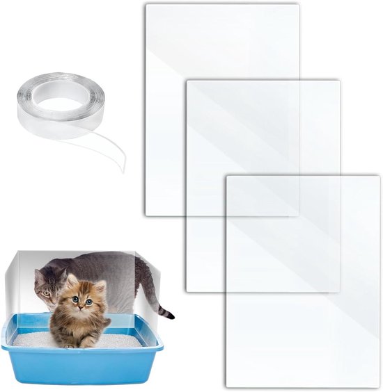30 x 40 cm Cat Toilet Pee Shields - Pack of 3 with Velcro Fasteners and Splash Guard | bol