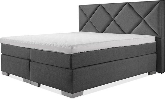Luxe Boxspring 180x200 Compleet Antracite Suite ruiten | bol.com