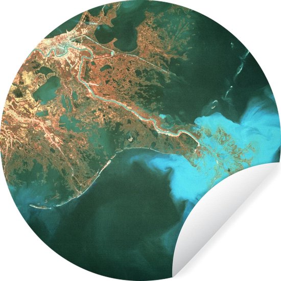 Photo satellite colorée du Mississippi River Delta Wall Circle ...