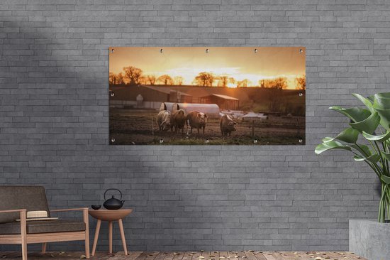 Décoration murale extérieure Ferme - Soleil - Cochon - 160x80 cm ...