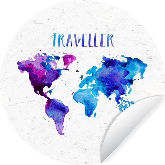 WallCircle - Muurstickers - Behangcirkel - Wereldkaart - Aquarelverf - Reizen -... | bol