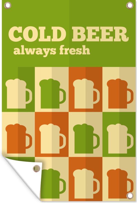 Tuinposter - Tuindoek - Tuinposters buiten - Bier - Glazen - Vintage ...