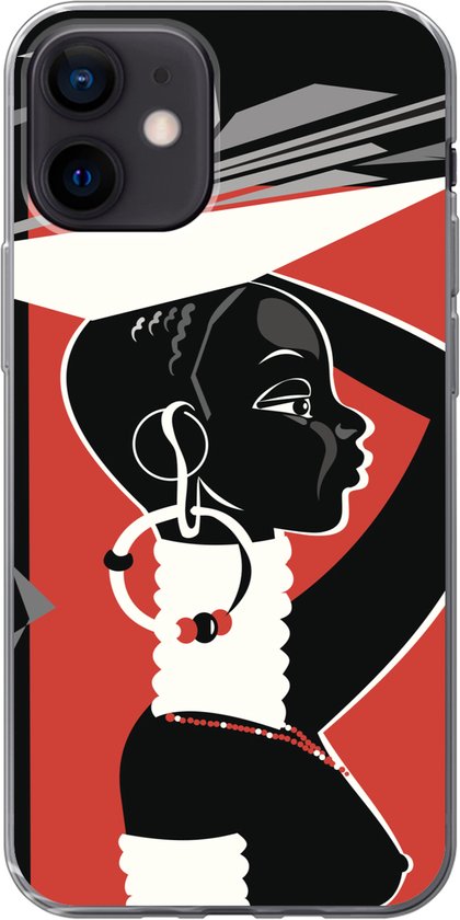iPhone 12 hoesje - tekening van een Afrikaanse vrouw - Siliconen Telefoonhoesje | bol