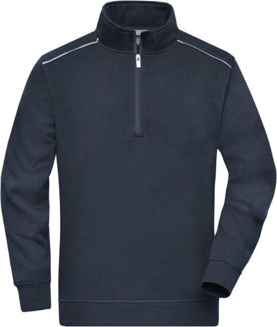 James & Nicholson Solid sweater met rits JN895 - Marine - 4XL | bol