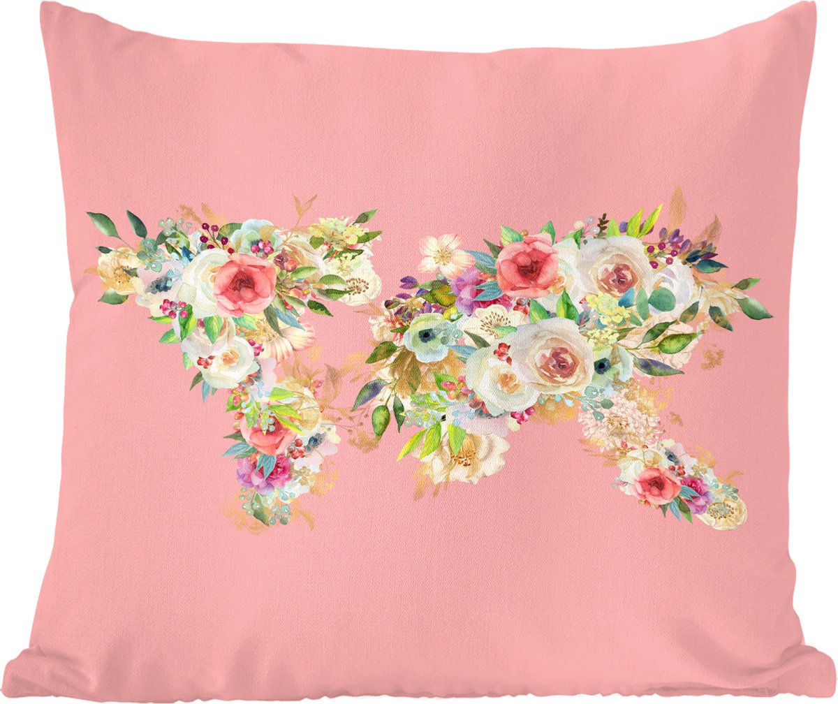 Sierkussen Wereldkaart Bloemen Multicolor 50 Cm X 50 Cm Bol sierkussen-wereldkaart-bloemen-multicolor-50-cm-x-50-cm-bol