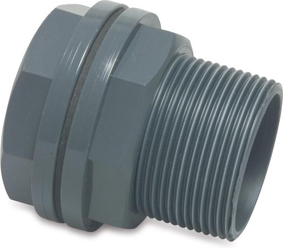 Mega Doorvoer PVC-U 40 mm x 1 1/2" lijmmof x buitendraad 10bar grijs | bol