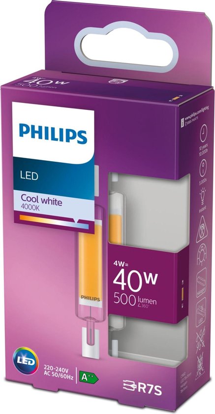 Philips 78mm LED R7s - 4W (40W) - Koel Wit Licht - Niet Dimbaar | bol