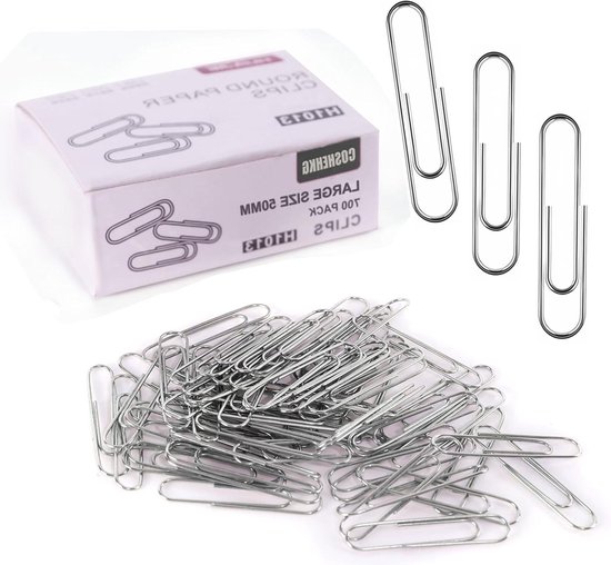 700 stuks grote verzinkte paperclips - voor papier - 50 mm klemmen ...