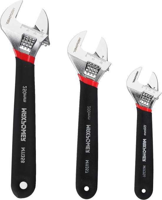 Plastic Handle Adjustable Wrench Set 150mm 200mm 250mm Extra Wide ...