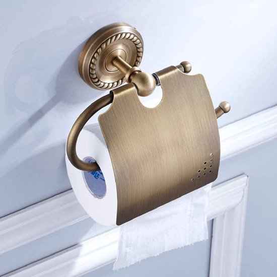 Toiletrolhouder messing goud - Vintage papierrolhouder met deksel | bol