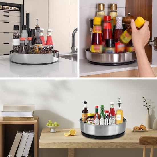 2 stuks keukenorganizer, 19,5 cm, draaiplateau, organizer, 360 graden roterende... | bol