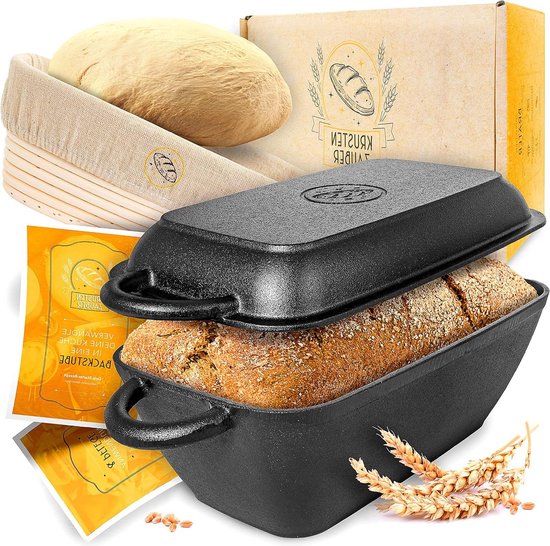 28-cm gietijzeren braadpan met deksel voor oven - inclusief ...