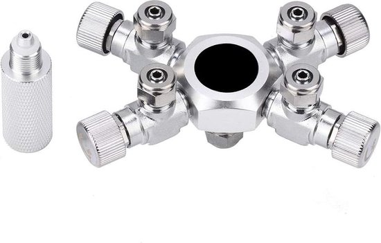 Roestvrij Staal CO2 Splitter Regulator Aquarium Verdeler Naaldklep 4-Weg | bol