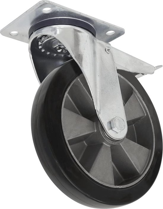 Ø125mm Heavy-Duty Rubber Castor Wheel Swivel met totaal slot - handel ...