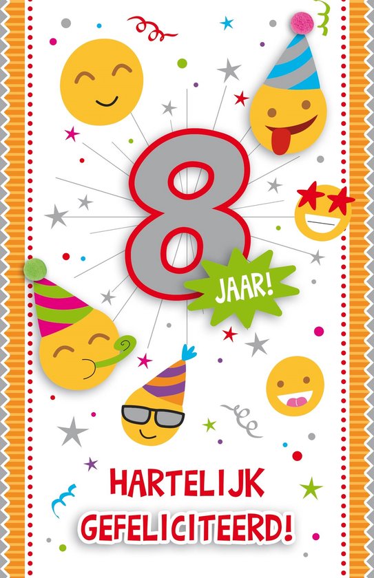 Wenskaart | 6 stuks | Laura's Secret 3D 8 jaar gefeliciteerd | bol