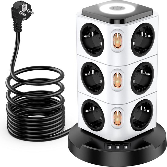 Stekkerdoos met USB overspanningsbeveiliging - 12-voudig - origineel ...