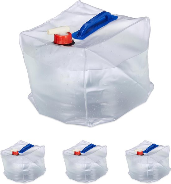 Opvouwbare watercontainer set van 4 - 10 liter kraan handvat camping ...