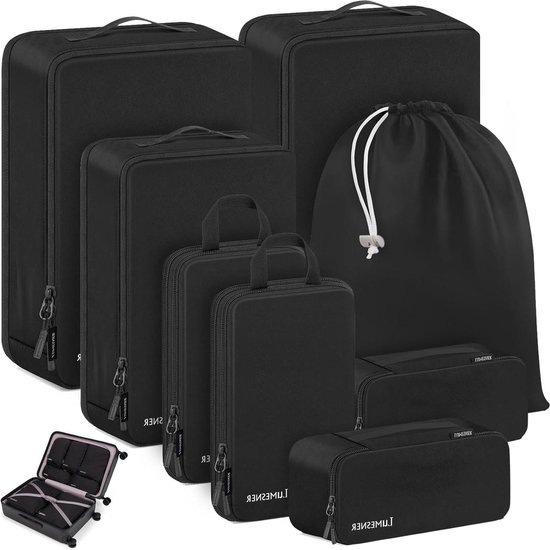 8-delige compressiekubussen voor reiskoffers - Organizers tassenset en ...