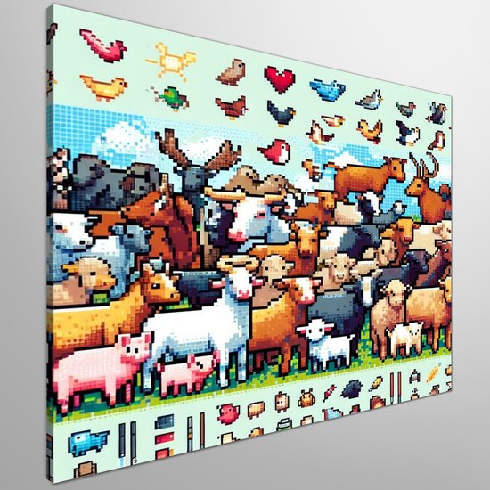 Pixel art vee schilderij | Virtuele kleurenweelde: de digitale essentie ...