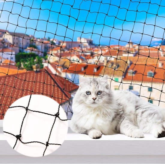4 x 3 m Kattennet voor balkon - draadversterkt balkonnet - katten ...