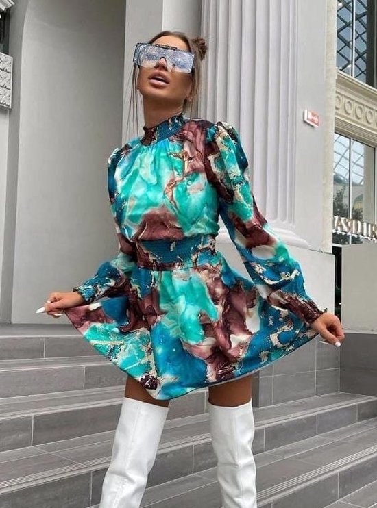 Halflange Luxe Dames Jurk - 22101 - Groen | bol