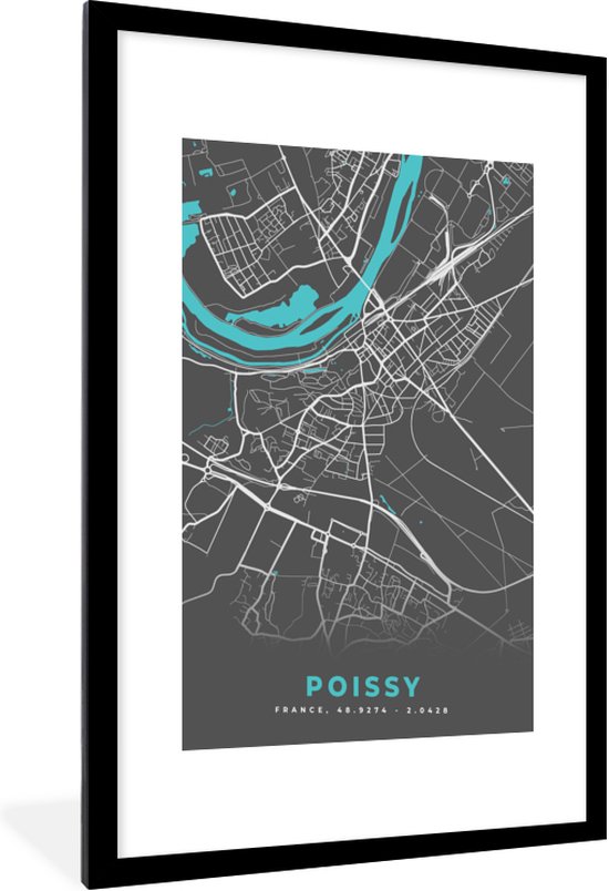 Fotolijst incl. Poster - Poissy - Stadskaart - Kaart - Plattegrond ...
